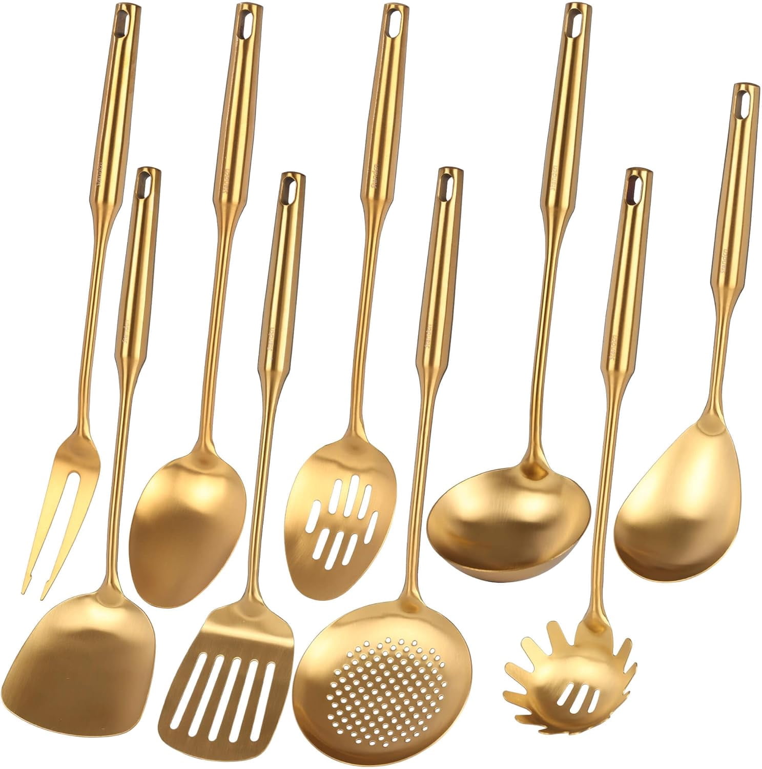Gold Kitchen Utensils Set - 18/10 Stainless Steel Cooking Tools, 15 ...