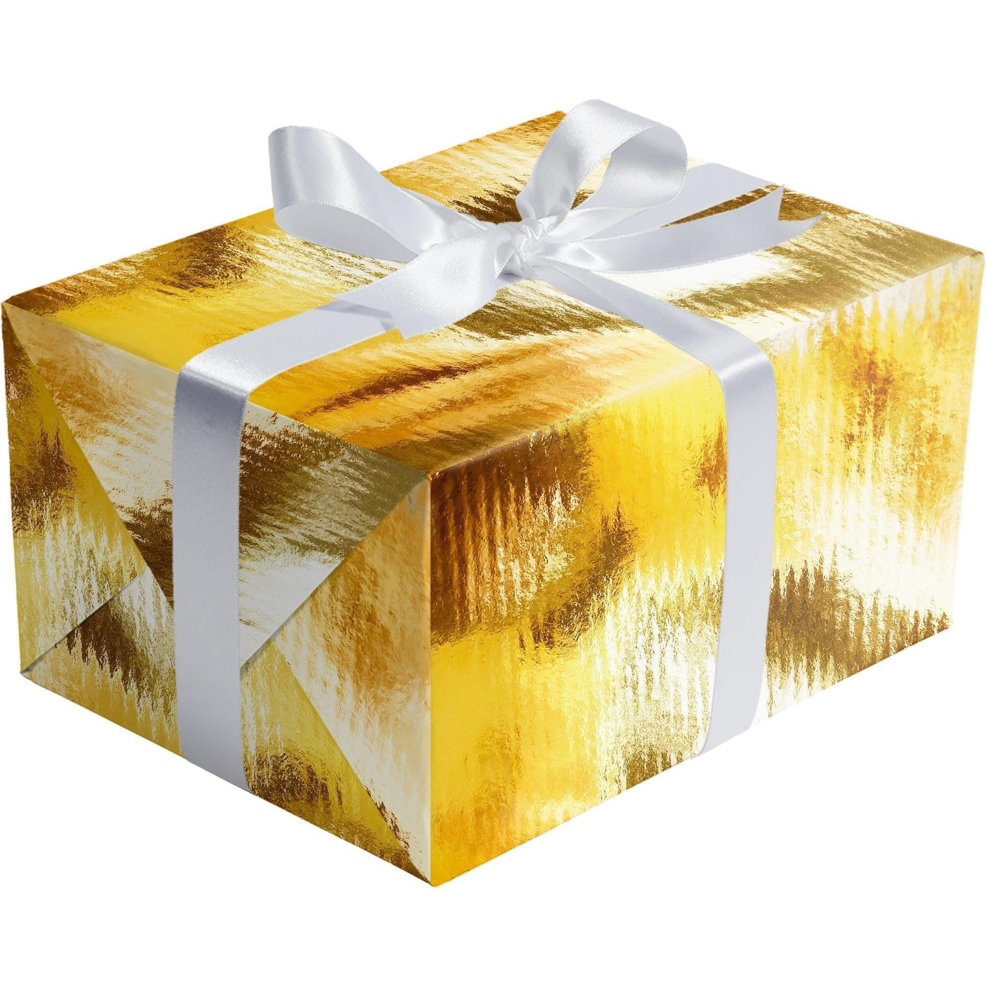 Gold Kraft Ribbed Foil Gift Wrap by Present Paper - Walmart.com