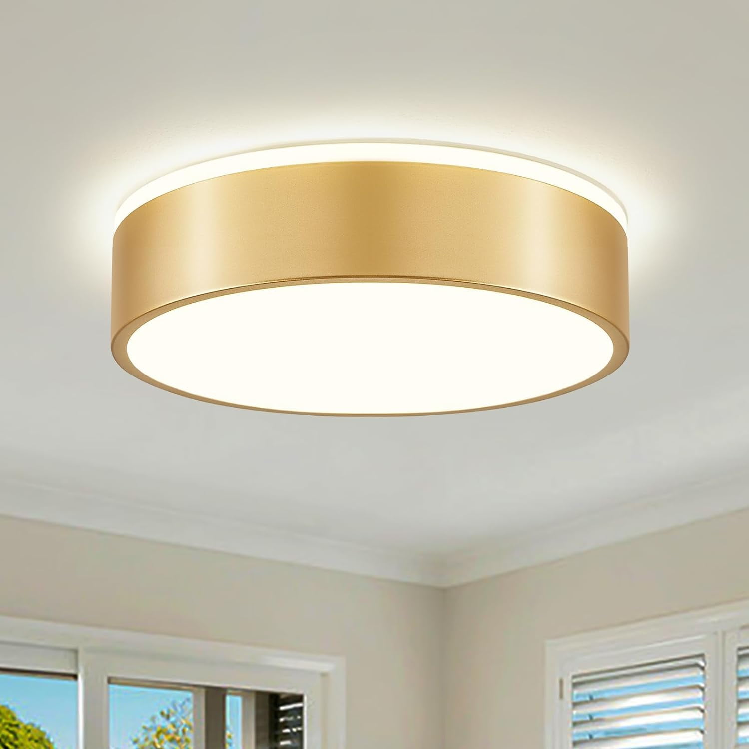 Gold LED Ceiling Light, 2700K-6000K 5CCT in One Modern Flush Mount ...