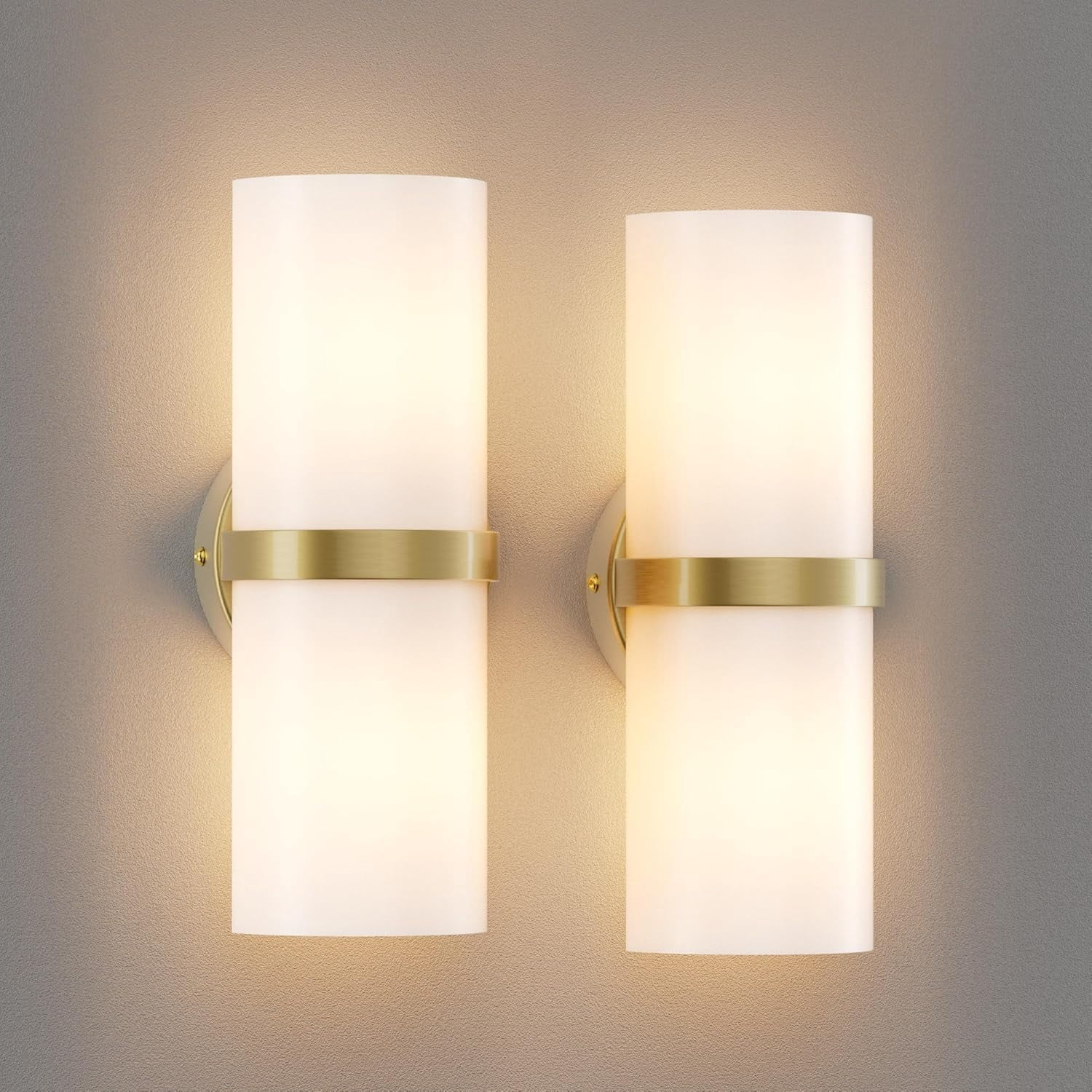Gold LED Wall Sconce Set of 2 Indoor Hardwired Up and Down Wall Lights ...