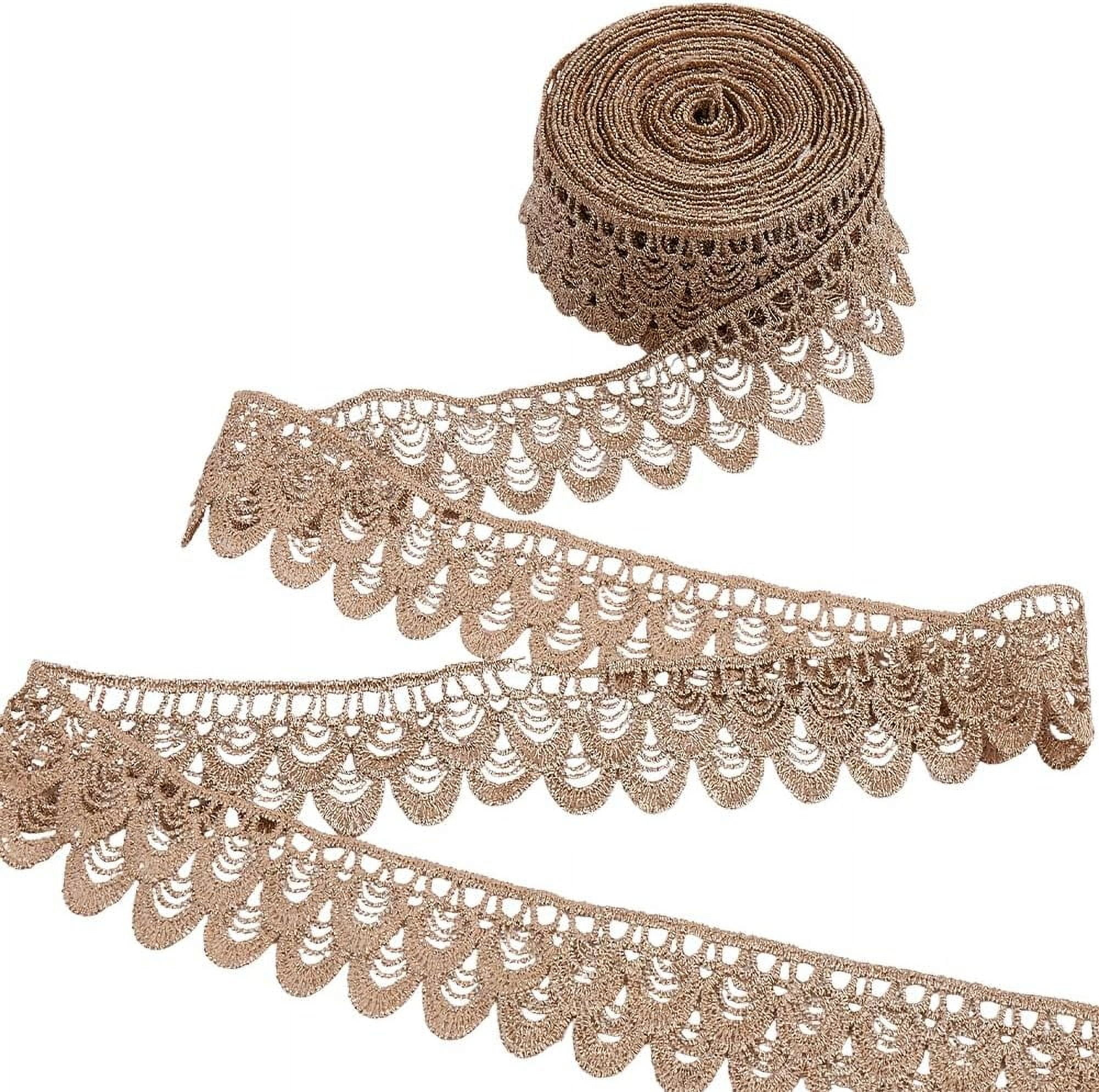 Gold Lace Trim Wavy Edge Embroidery Flower Fabric Applique Trims ...