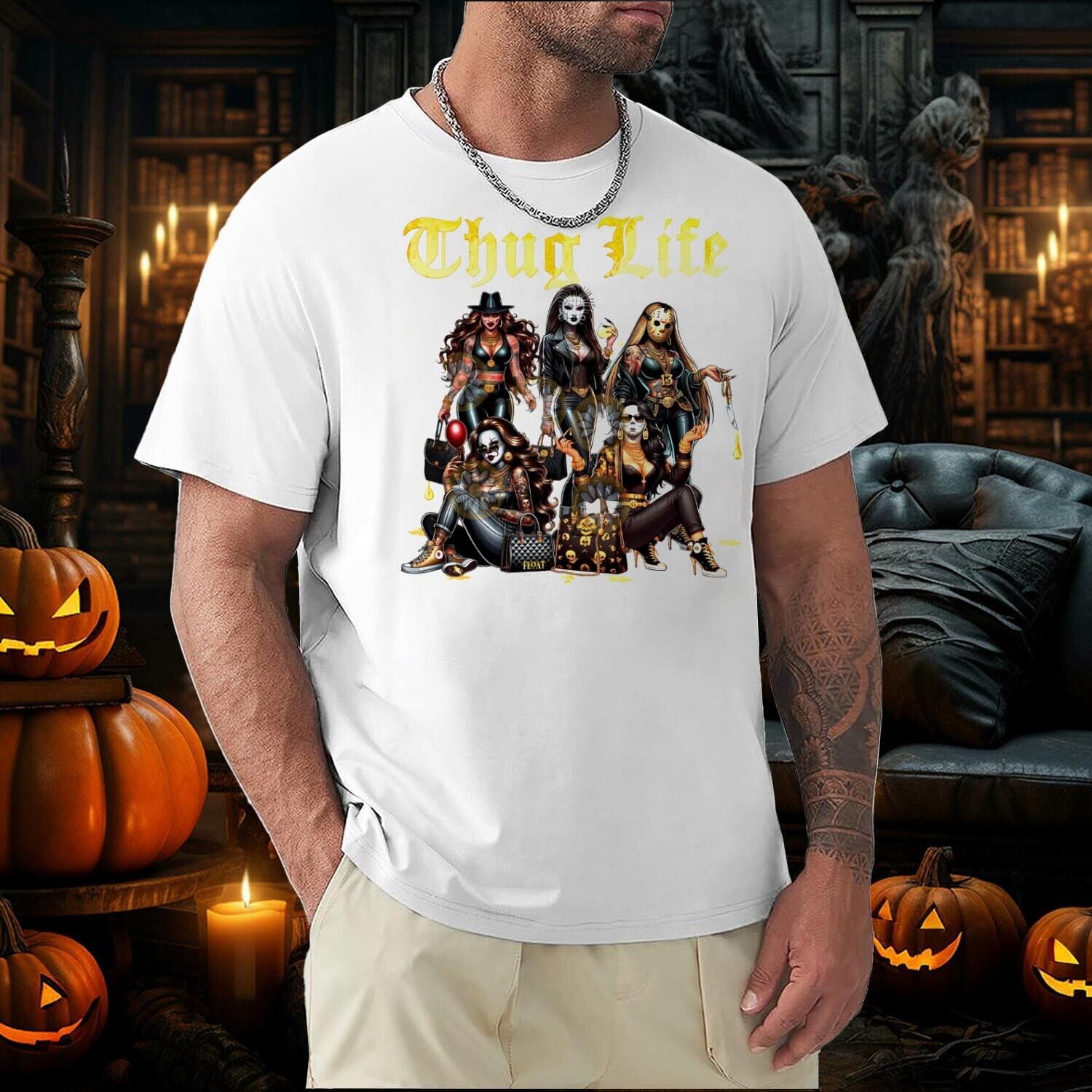 Gold Lady Thug Life Halloween Horror Scary Movie T-Shirt - Walmart.com