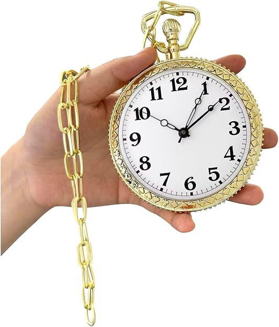 Gold Large Decorative Flower Pattern Pocket Watch White Roman Numeral ...