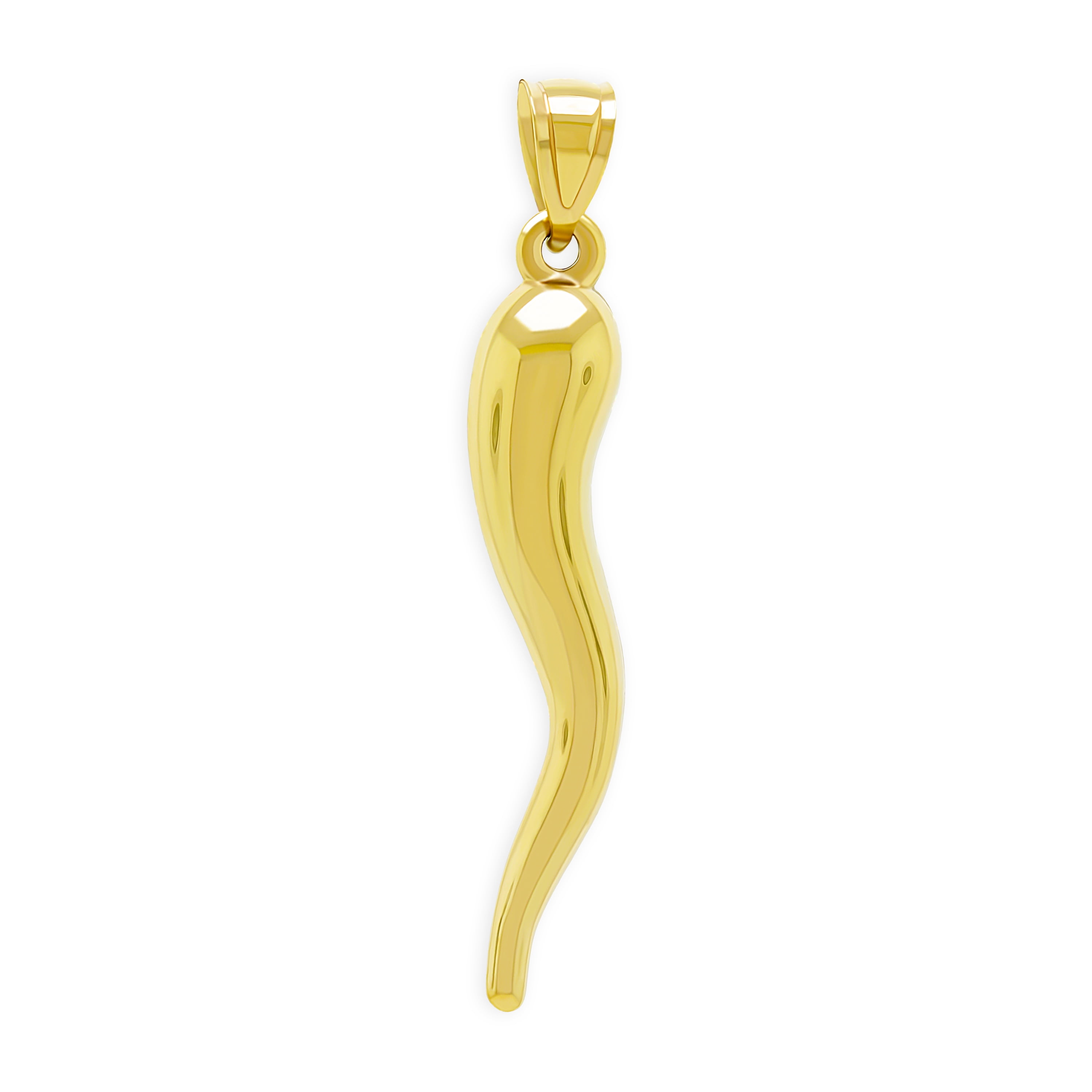 Gold Large Italian Horn Charm - 10 Karat Solid Gold - Dangle Charm ...