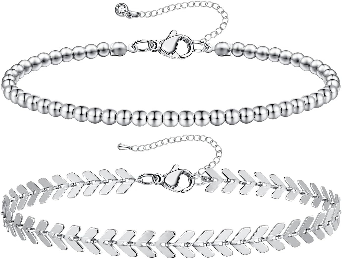 Gold Layered Ankle Bracelets For Women, Dainty 14K Gold Plated Layering ...