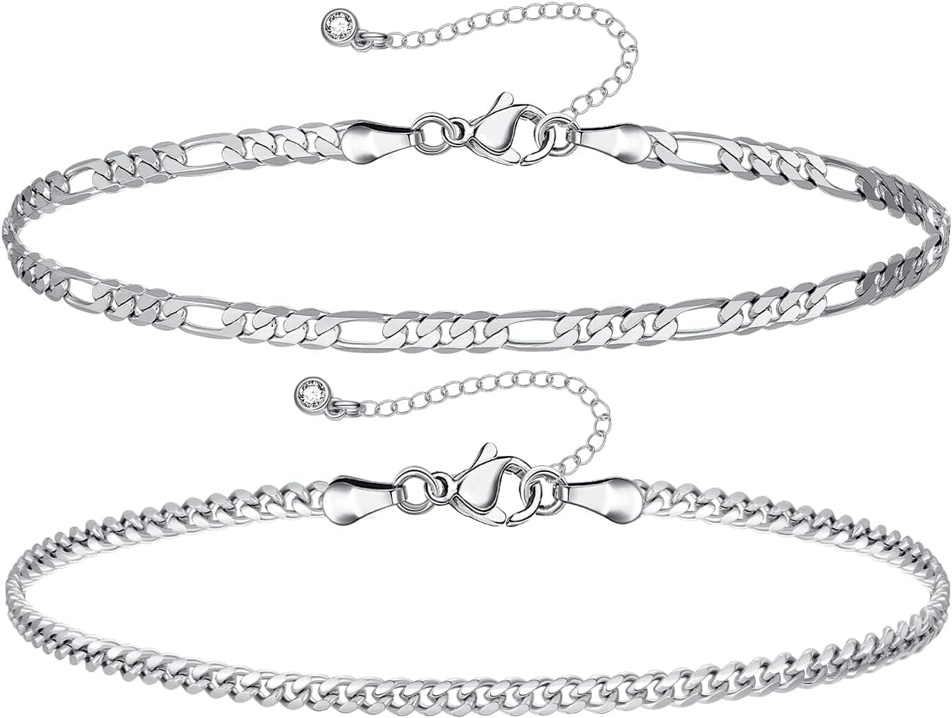 Gold Layered Ankle Bracelets For Women, Dainty 14K Gold Plated Layering ...