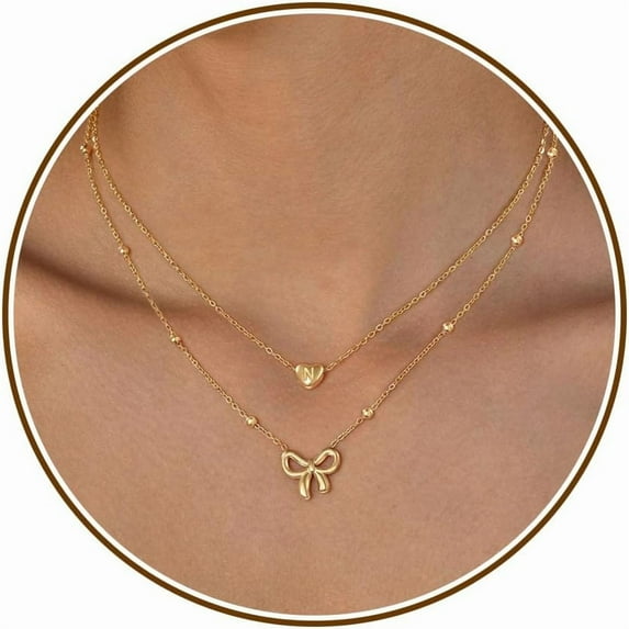 Gold Layered Initial Necklaces for Women Birthday Gifts Heart Initial ...