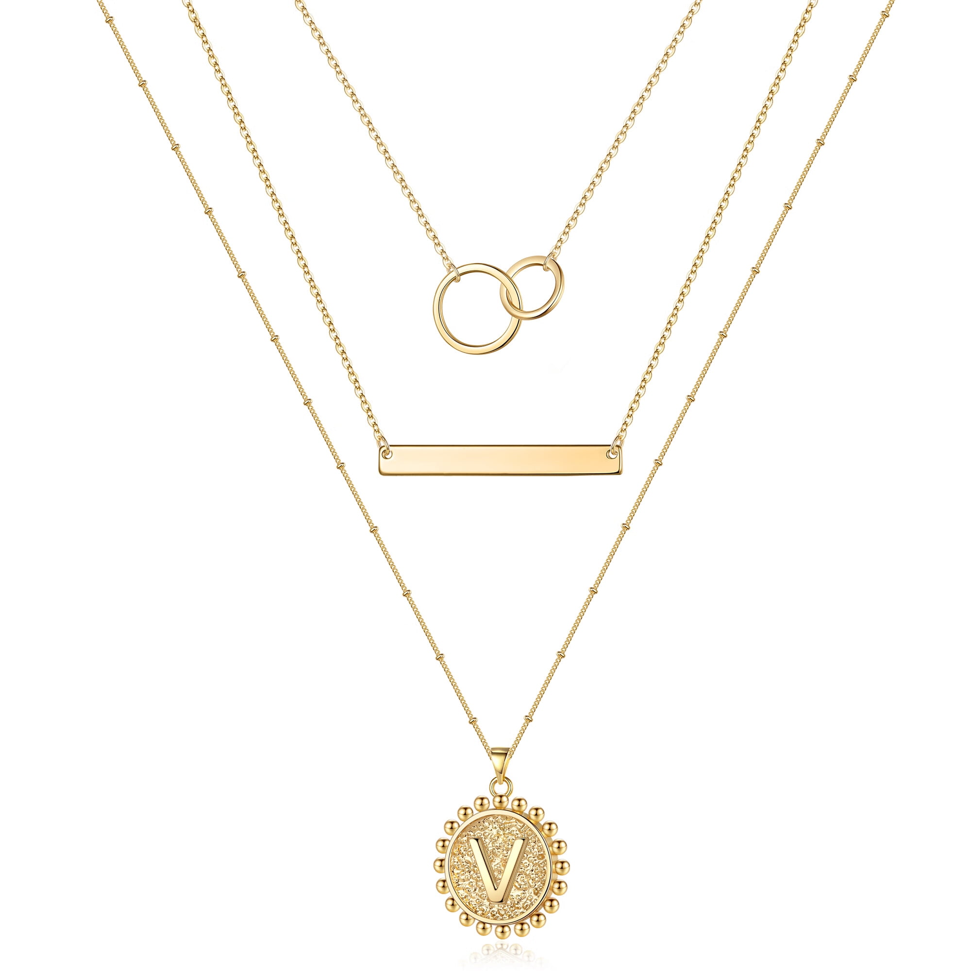 Gold Layered Initial Necklaces for Women 14K Gold Plated Dainty ...