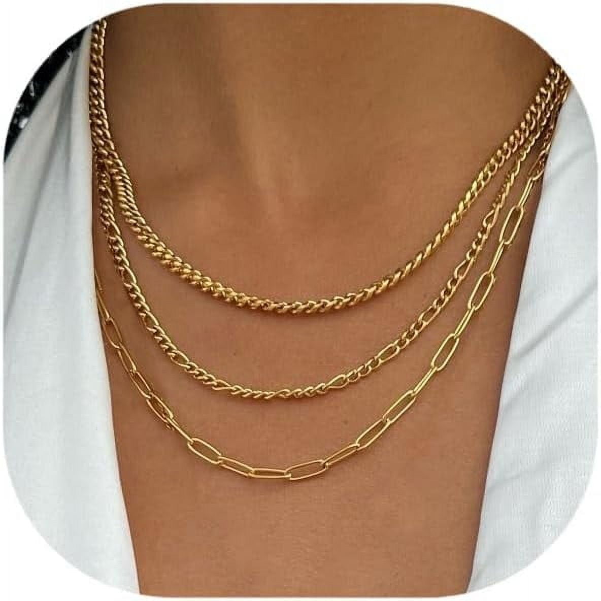 Gold Layered Necklaces for Women, 14K Gold Plated Dainty Gold Chain ...