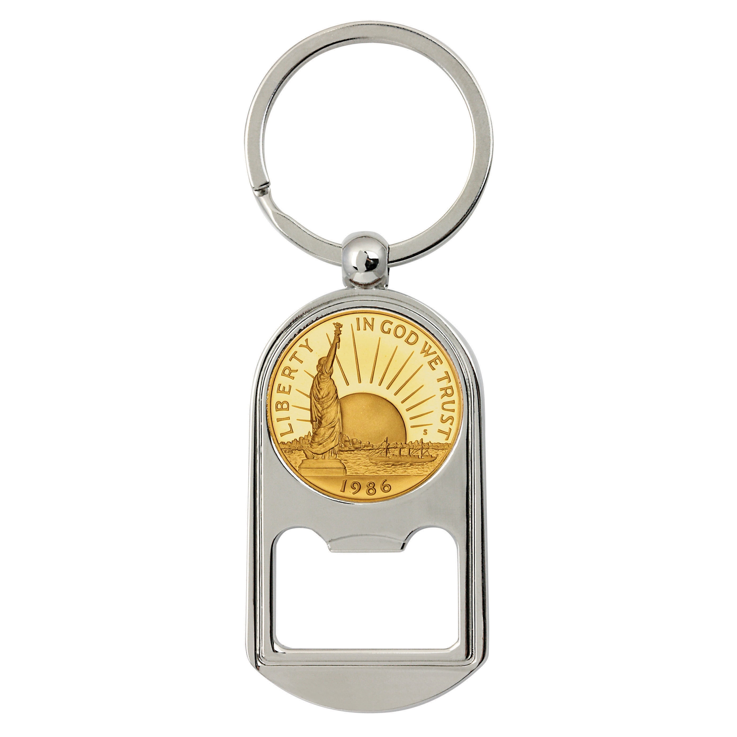 Gold-Layered Statue of Liberty Commemorative Half Dollar Coin Key Chain ...