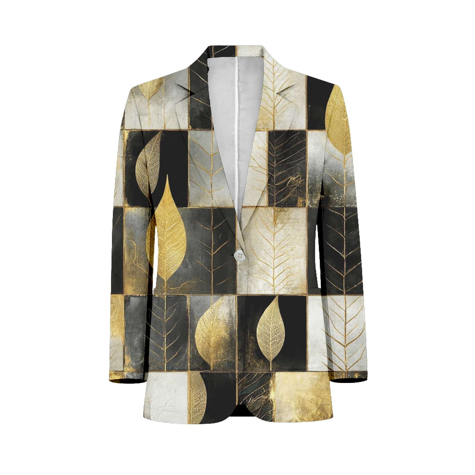 Gold Leaf Checkered Pattern Mens Suits Shawl Collar Slim Fit Suit Mens ...