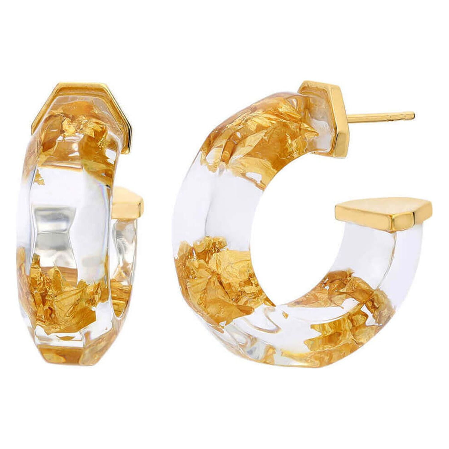 Gold Leaf Faceted Lucite Huggies - Walmart.com
