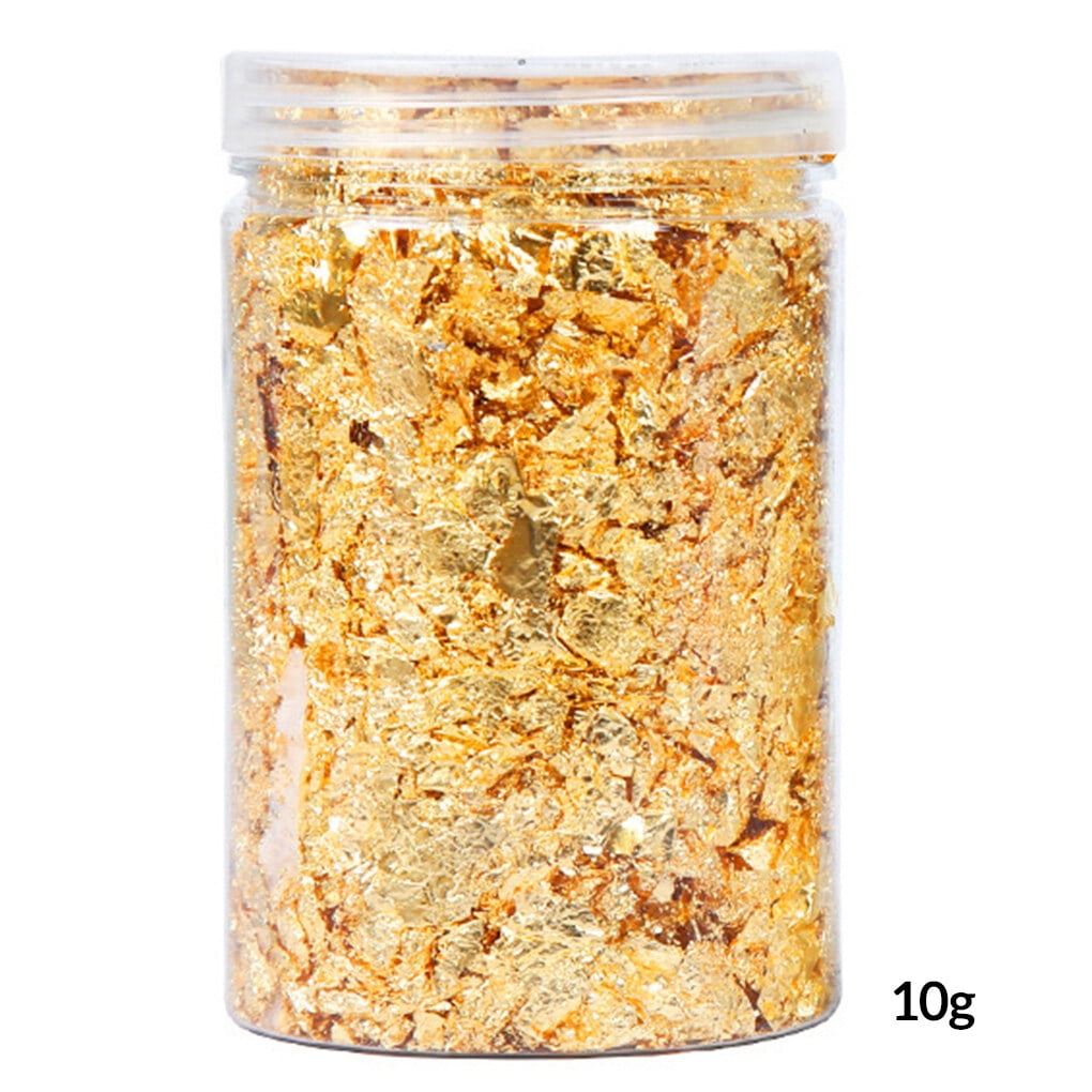 Gold Leaf Flakes, Gold Leaf Gilding Resin Flakes, 10 Grams Metal Leaf ...