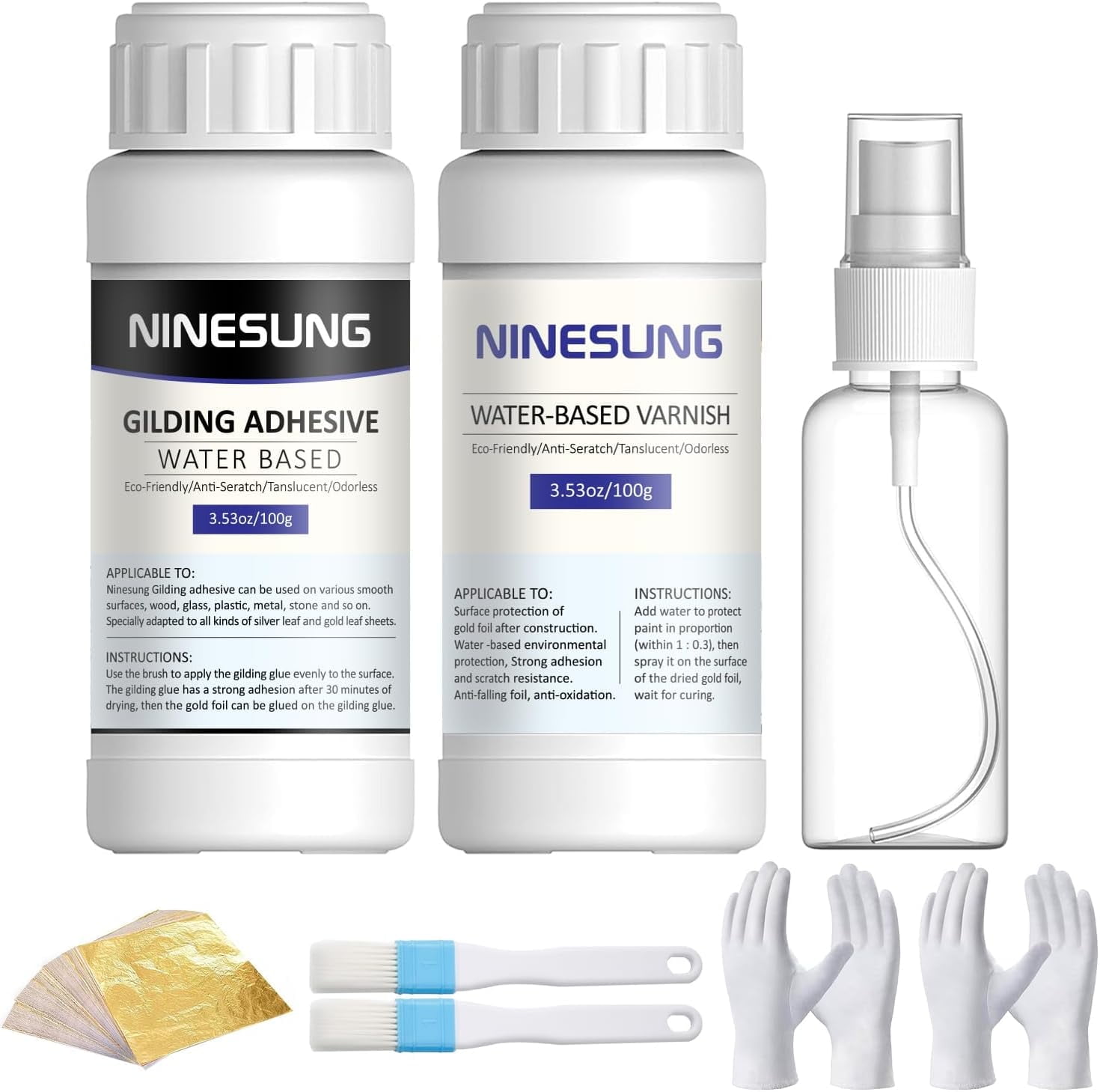 Gold Leaf Kit | Gold Leaf Adhesive Set | 100ml Water Based Adhesive and ...