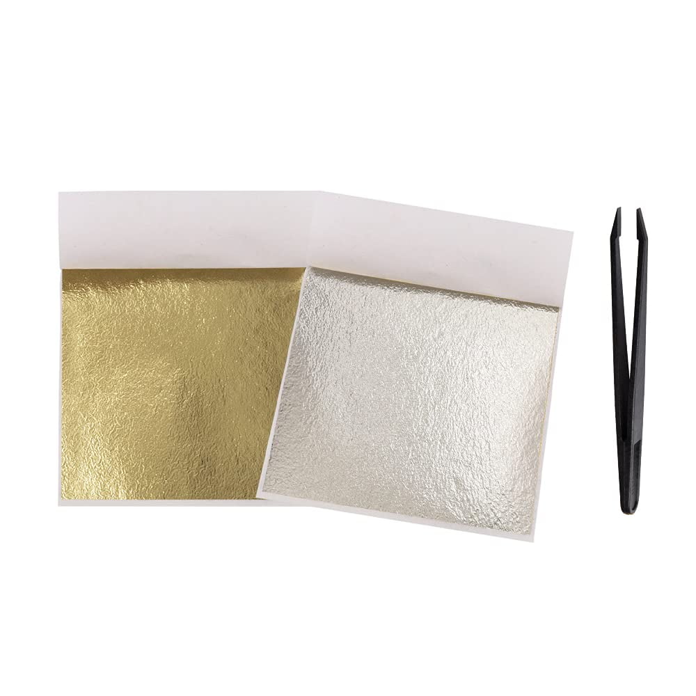 Gold Leaf Sheets 100 Pcs Antique Gold Imitation Gold Foil 100 Pcs ...