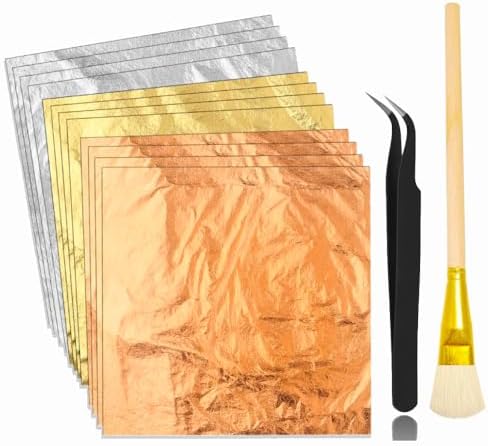 Gold Leaf Sheets for Art, 3 Colors 150 Sheet Gold Foil Sheets for DIY ...