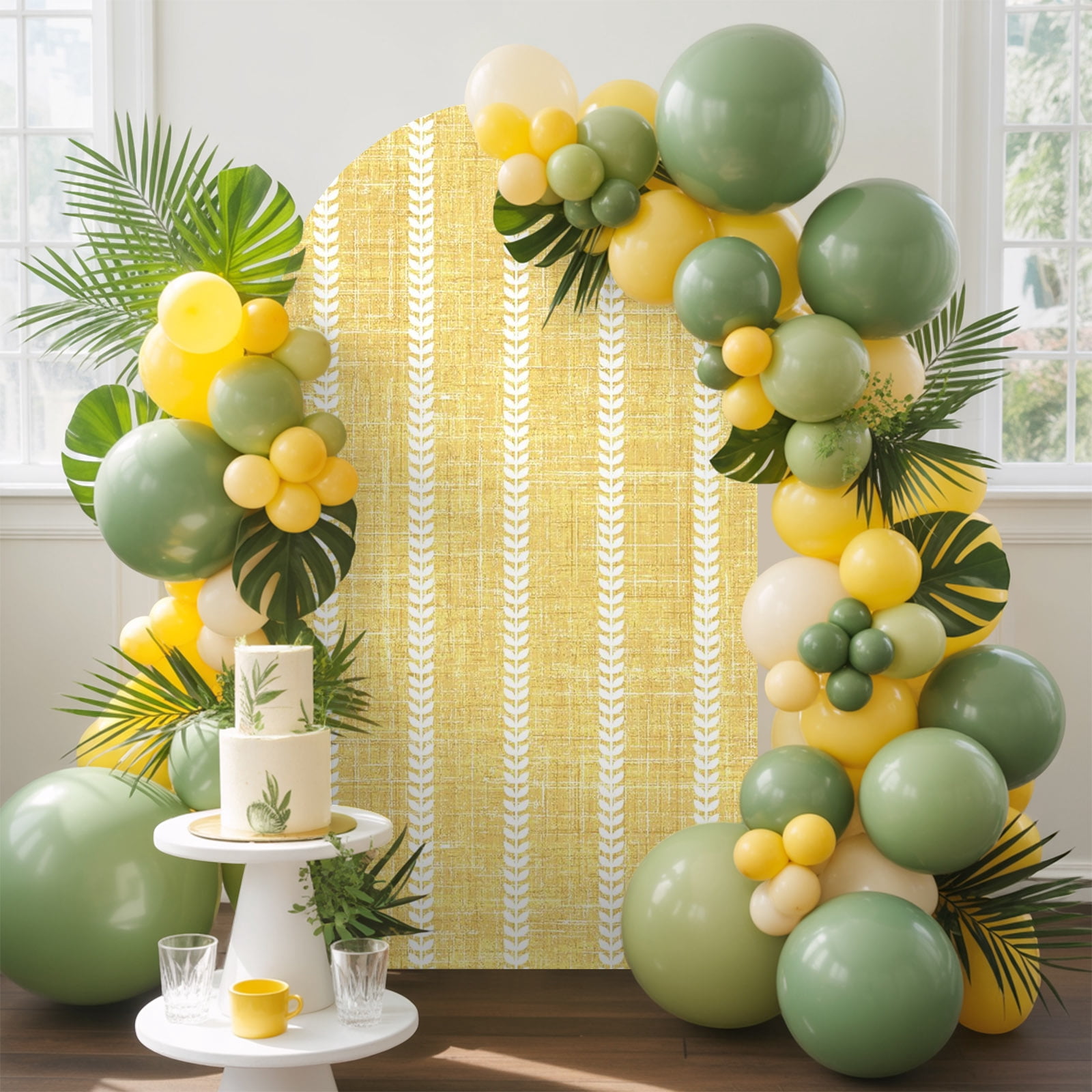 Gold Leaf Stripe Arch Backdrop Cover, 7.2FT, Country Vintage Rustic ...
