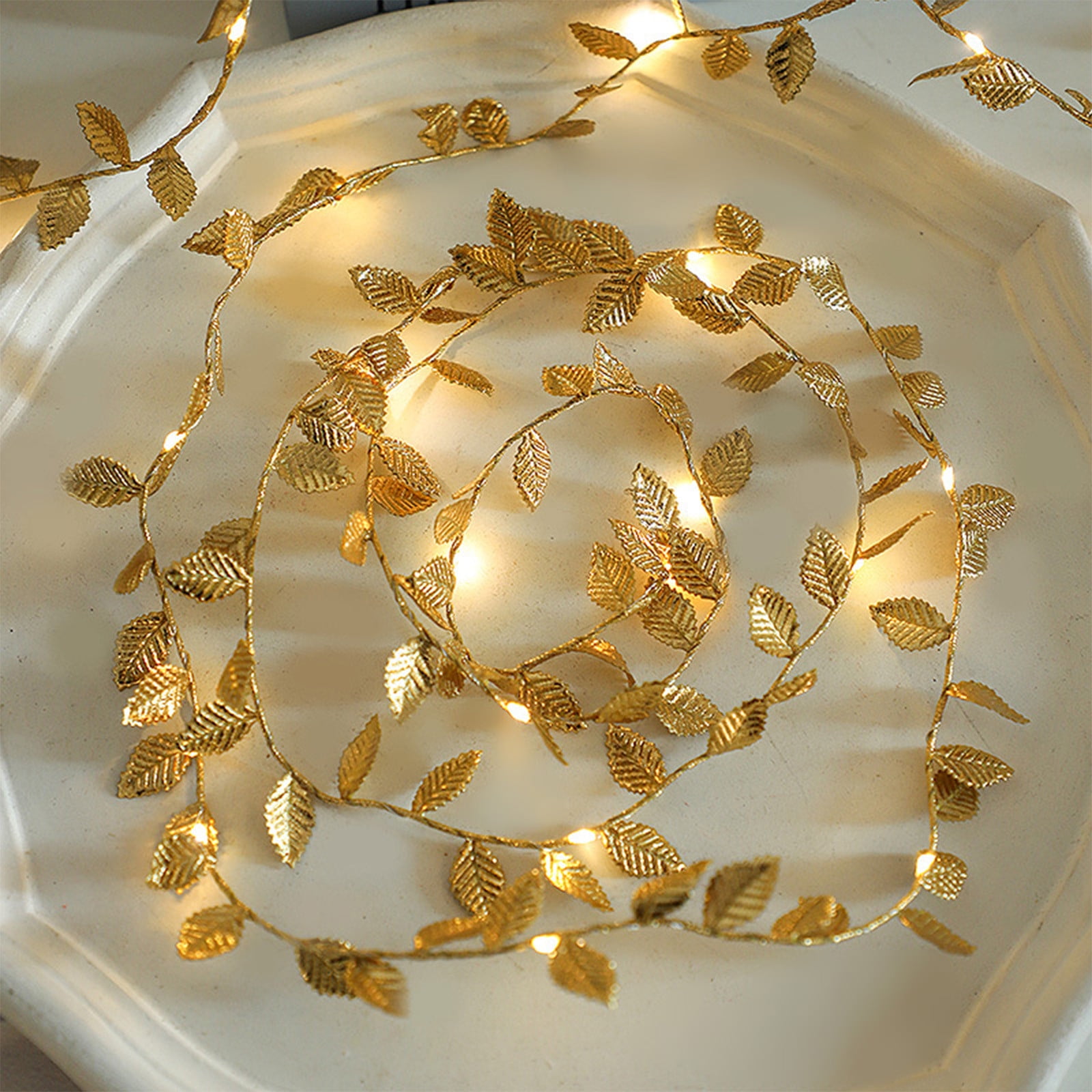 Gold Leaves String Light, 9.8ft 30LED Artistic Leaf Fairy Lights, USB ...