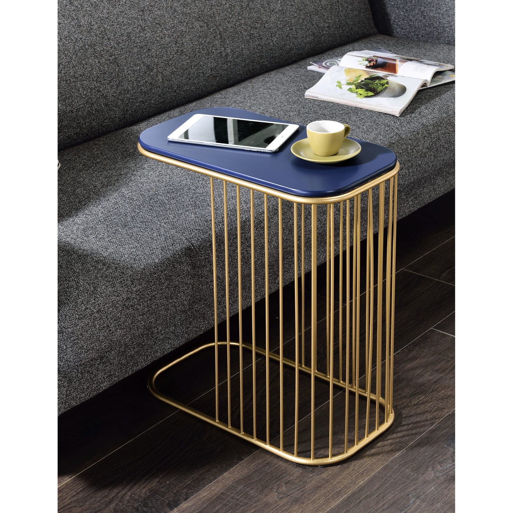 Gold - Legged Blue Accent Table - Perfect for Small Spaces - Walmart.com