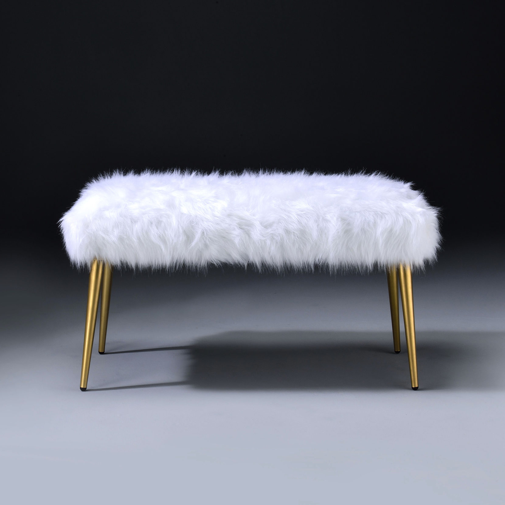 Gold-Legged White Bench | Ideal for Bedroom Chill-Out | Soft Surface ...