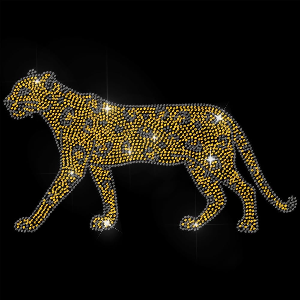Gold Leopard Rhinestone Iron on Hotfix Animal Patterns Heat Transfer ...