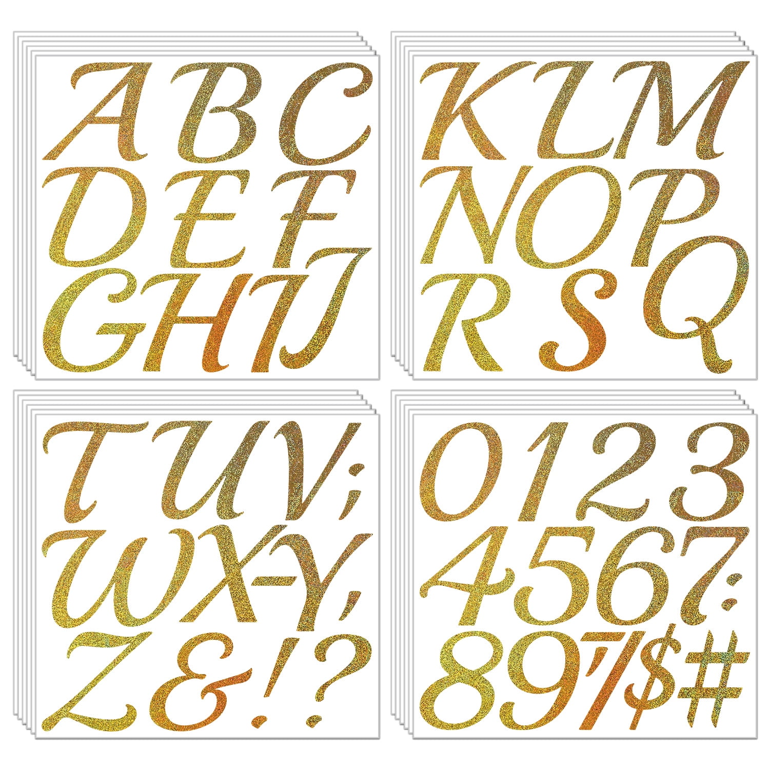 Gold Letter Stickers 32 Sheets Alphabet Vinyl 3 Inch Glitter Self ...