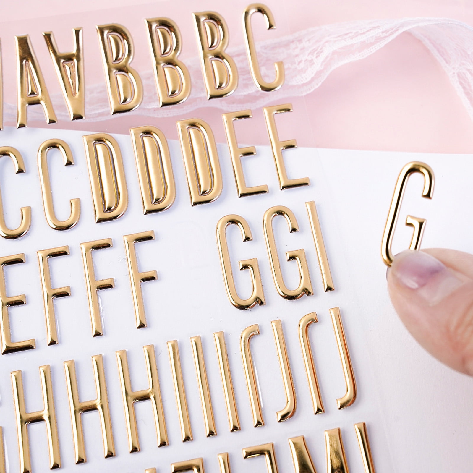 Gold Letter Stickers, English Alphabet Stickers for DIY Journaling ...