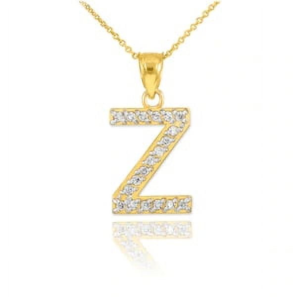 Gold Letter "Z" Diamond Initial Pendant Necklace : 14K Pendant with 16 ...
