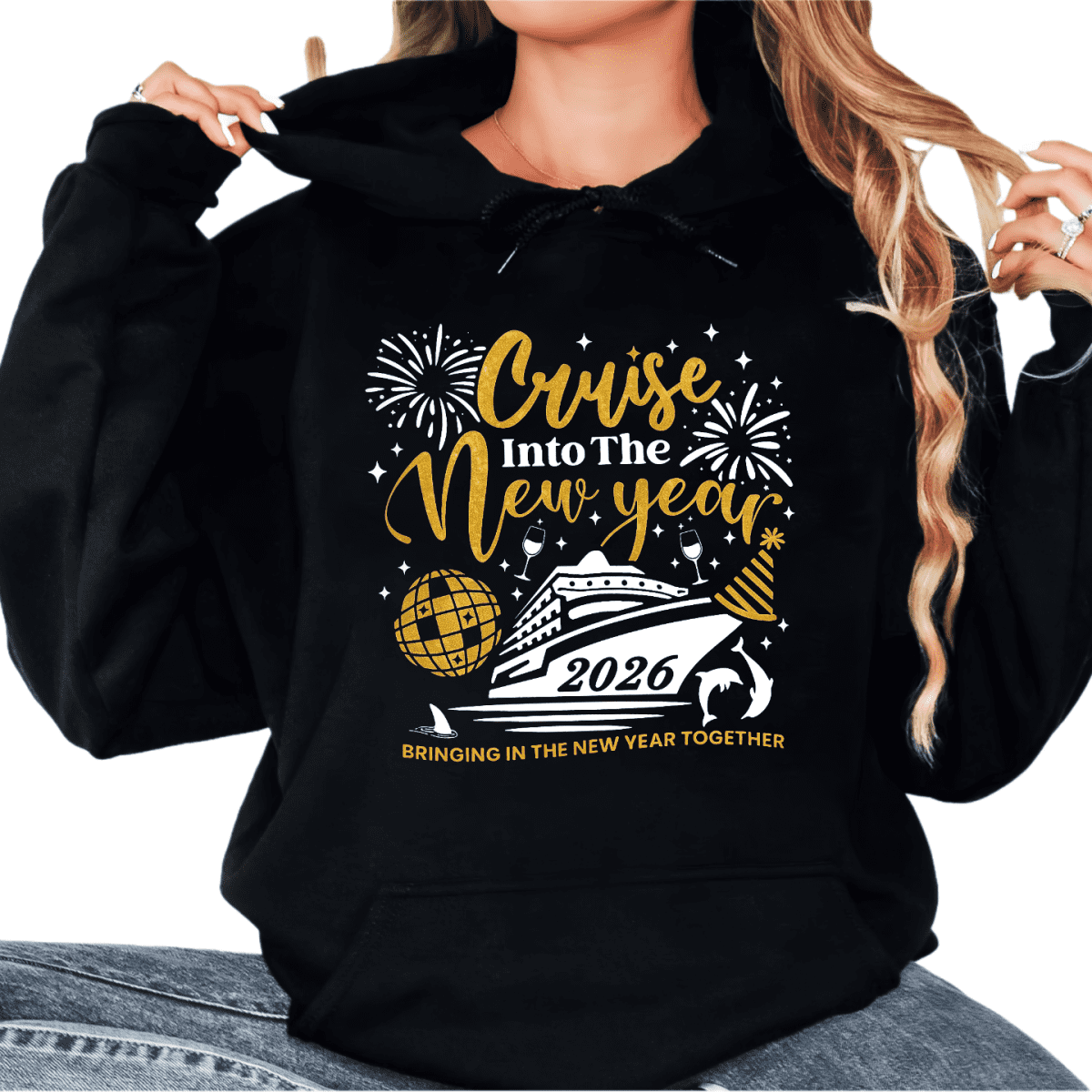 Gold Letter and Ship 2026 Cruise Theme Graphic softness Casual Tee T ...