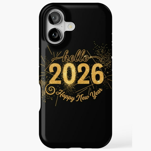 Gold Lettering Happy New Year 2026 Design iPhone 17 to 11 Pro Max ...