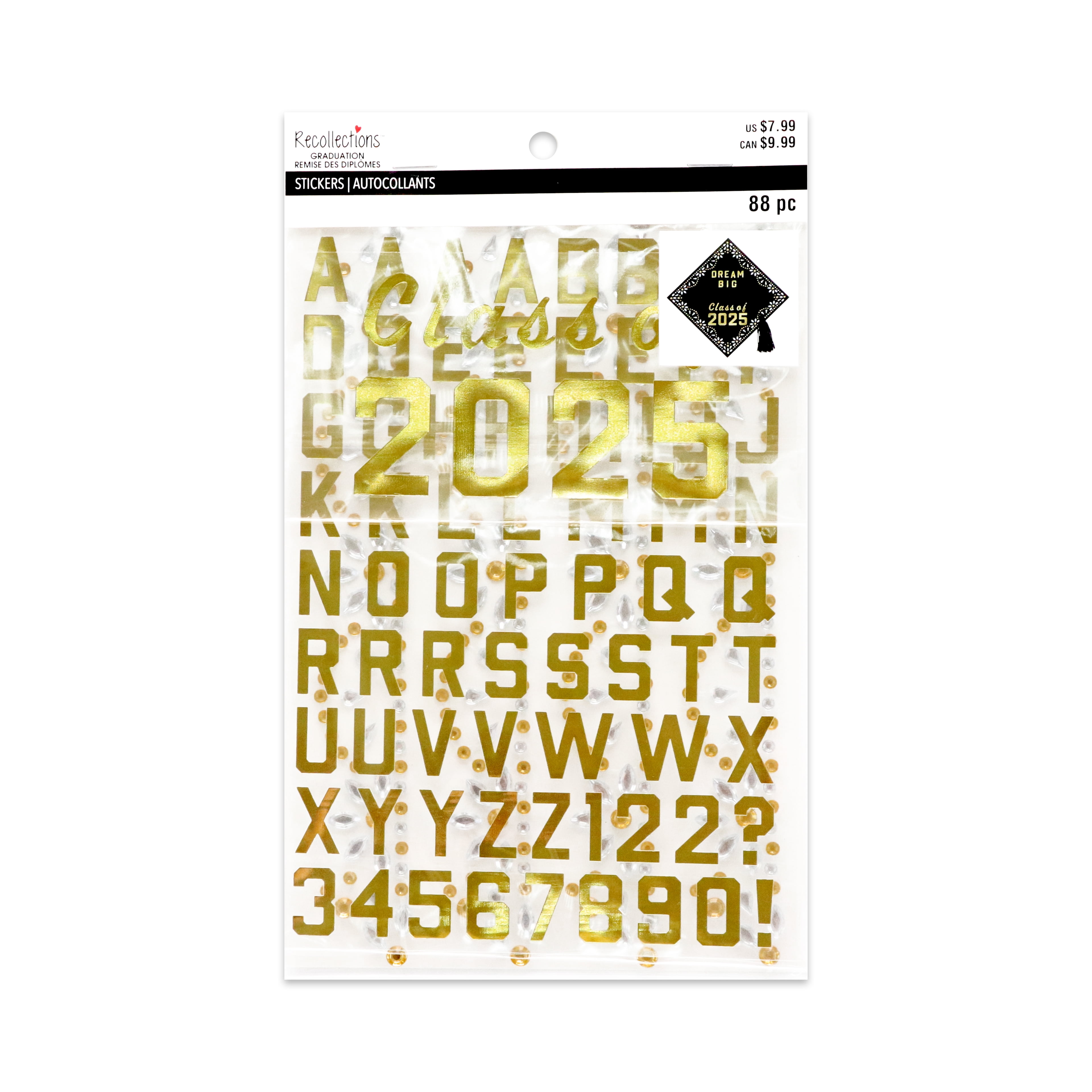 Gold Letters & Bling Graduation Cap Stickers by Recollections ...