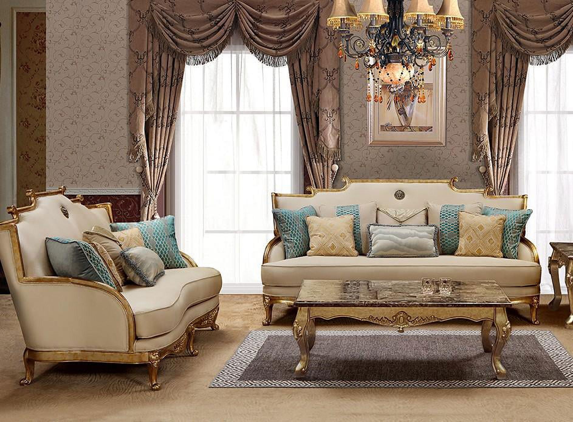 Gold Light Beige Sofa Set 2Pcs Traditional Cosmos Furniture Majestic Walmart