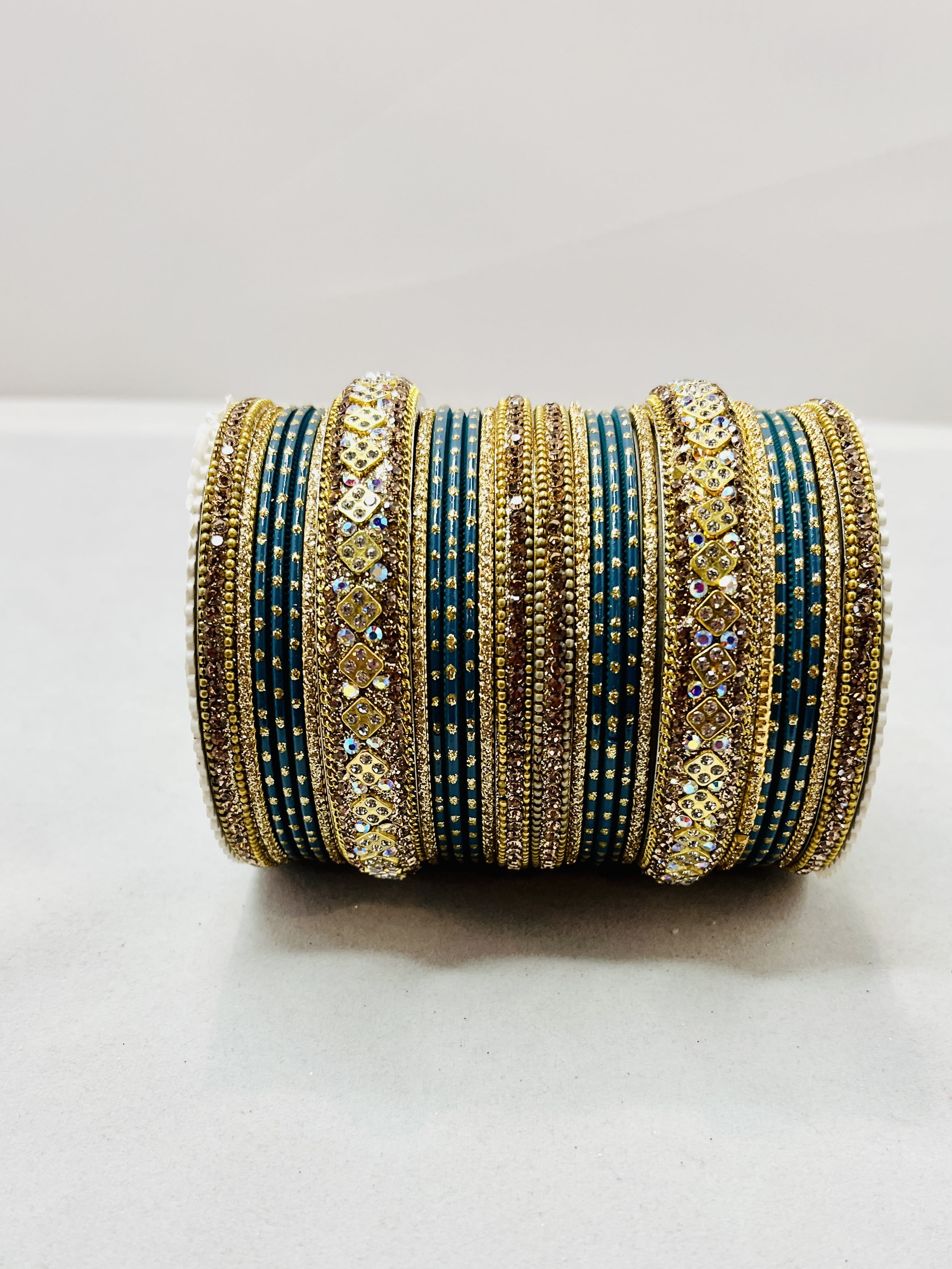 Gold & Light Blue Color Rhinestone Bangles - Walmart.com