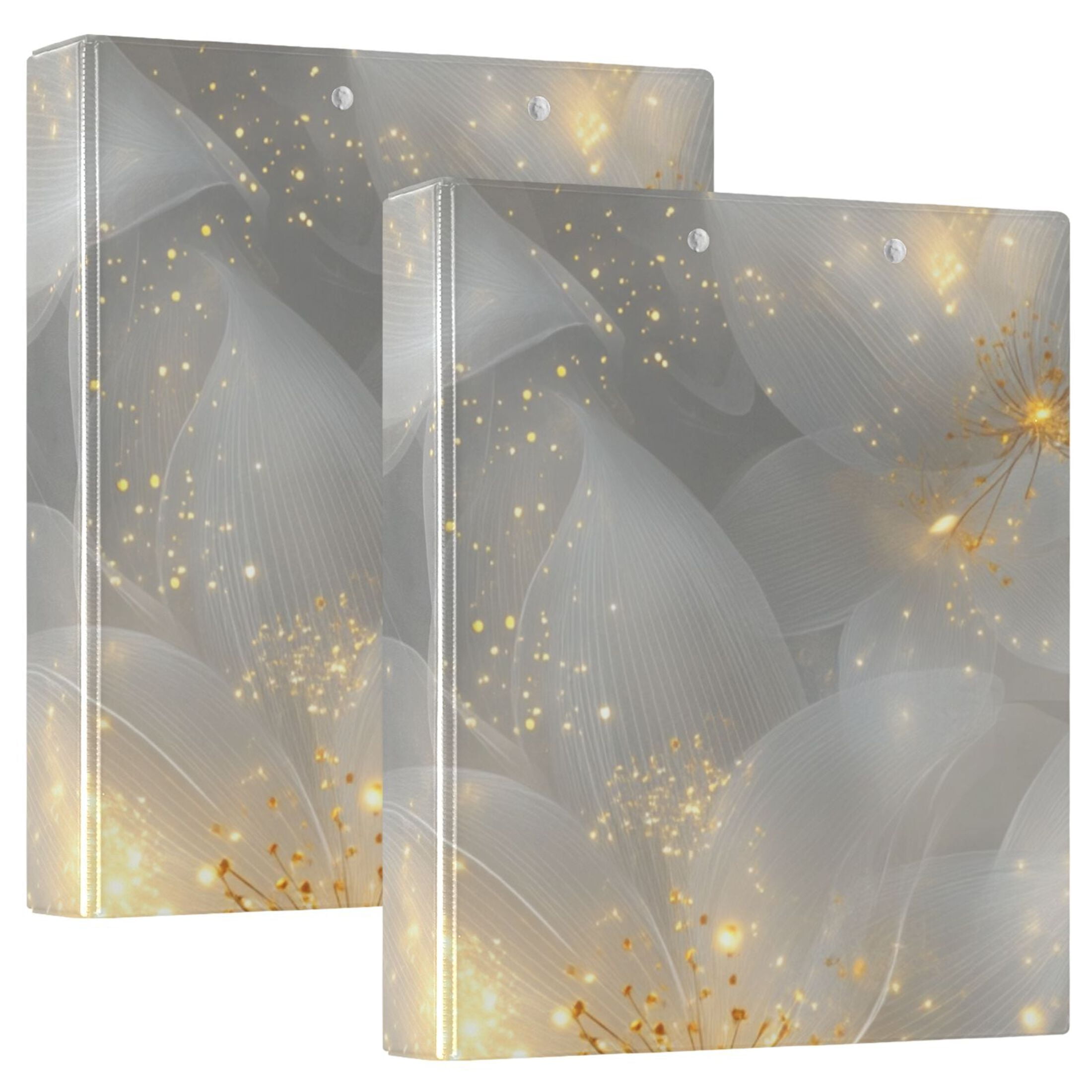 Gold Light Flowers 3 Ring Binders 1.5 inch Hardcover File Folders with ...