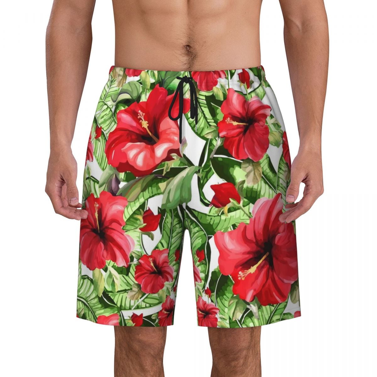 Gold Lily Floral Board Shorts Summer Retro Flowers Running Board Short ...