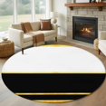 Gold Line 6FT Round Area Rugs for Living Room Black Color Block ...