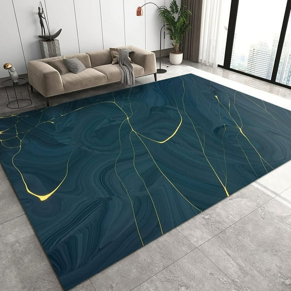 Gold Line Pattern Strip Rug, Black Art Background Apartment Carpet, Mat ...