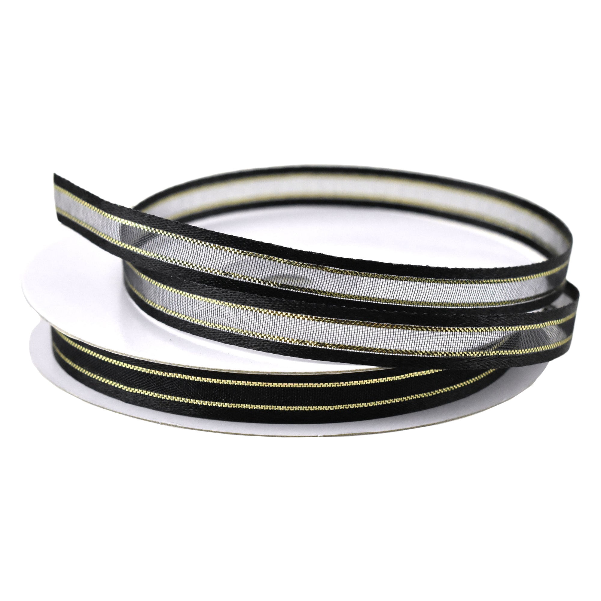Gold-Lined Satin Edge Organza Ribbon, 3/8-Inch, 25-Yard - Black ...