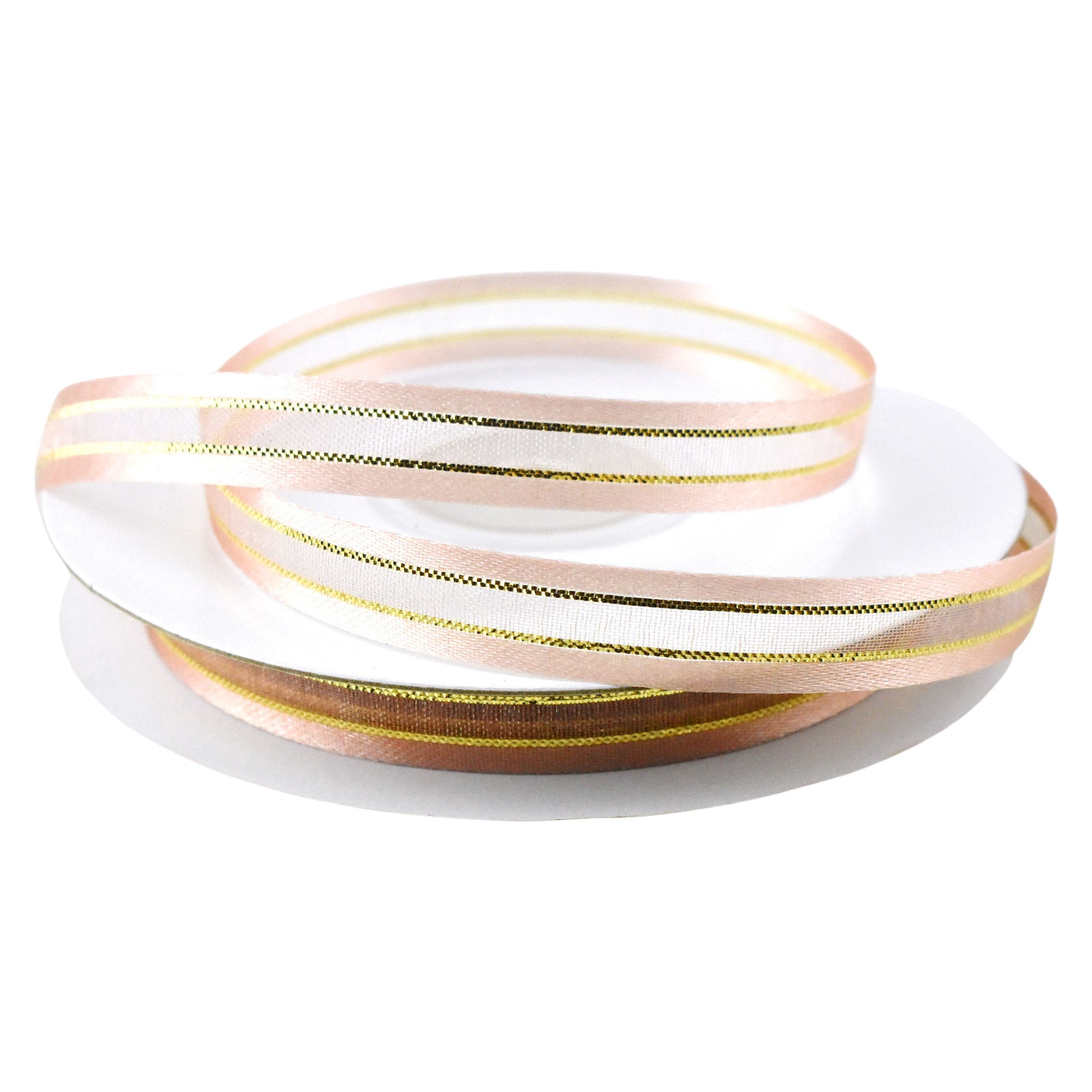 Gold-Lined Satin Edge Organza Ribbon, 3/8-Inch, 25-Yard - Light Peach ...