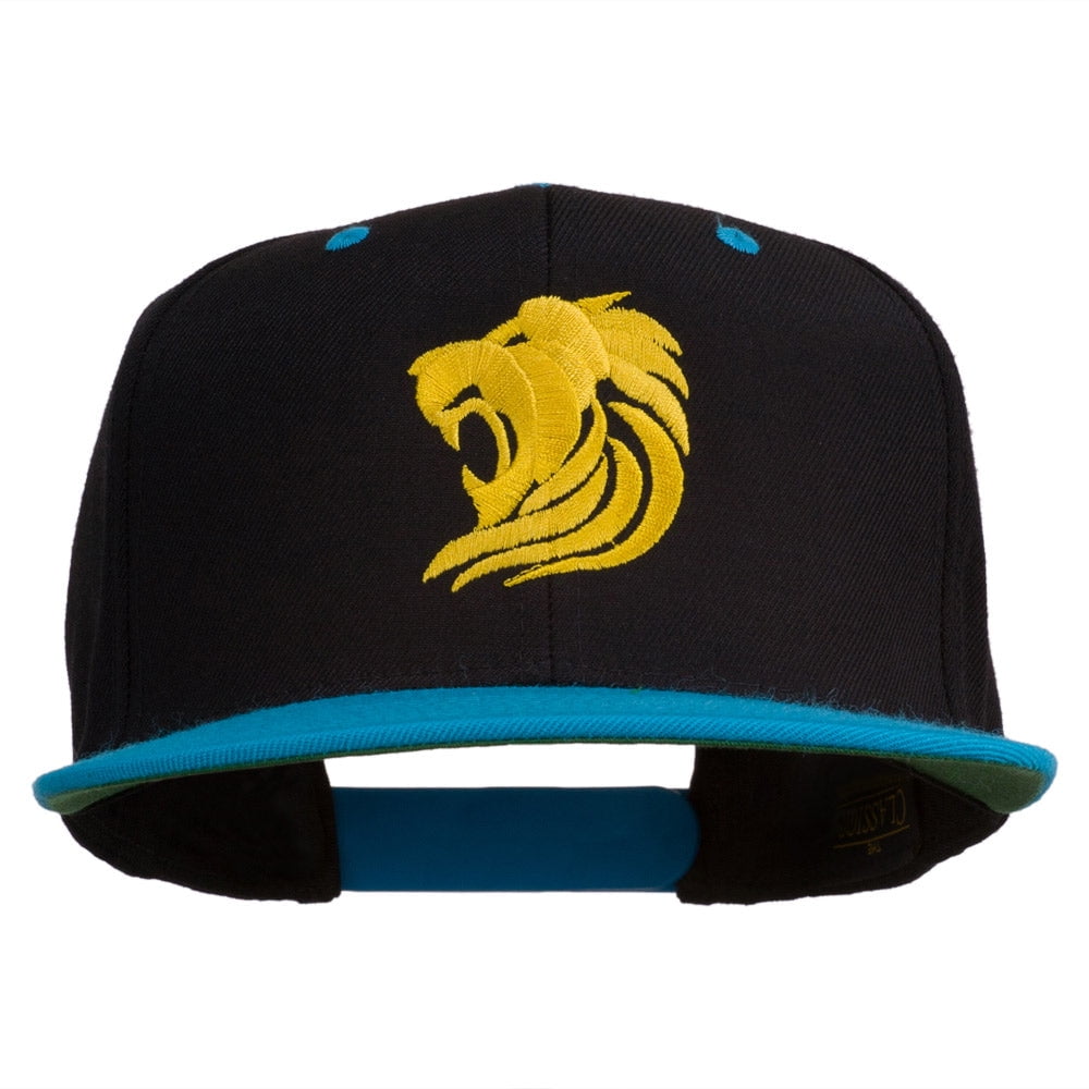 Gold Lion Embroidered Snapback Cap - Black Teal OSFM - Walmart.com