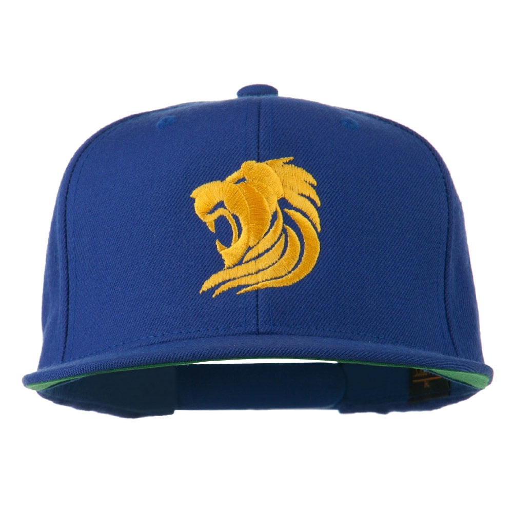 Gold Lion Embroidered Wool Snapback Cap - Royal OSFM - Walmart.com