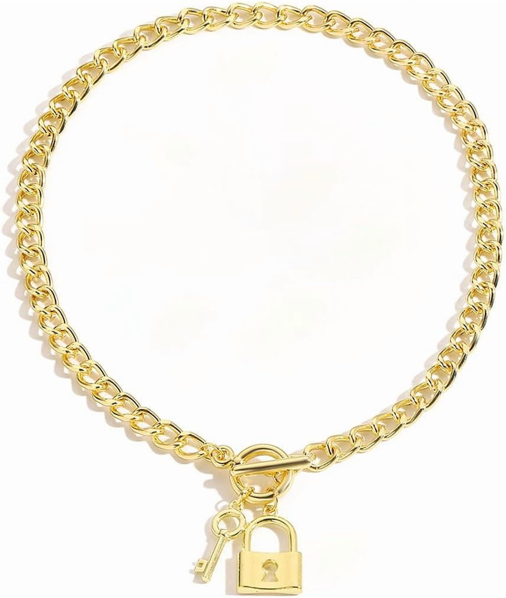 Gold Lock Necklace for Women Key Lock Necklace Gold Hanging Key ...