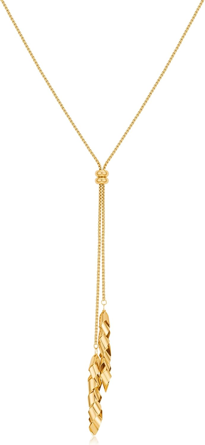 Gold Long Necklaces for Women Simple Tassel Y Necklace Gold Wheat Long ...
