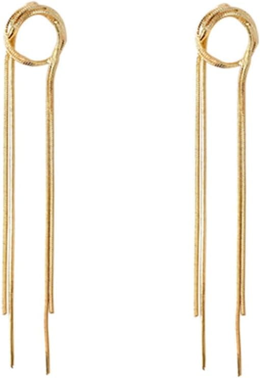 Gold Long Tassel Dangle Earrings - Statement Chain Drop Earring for ...