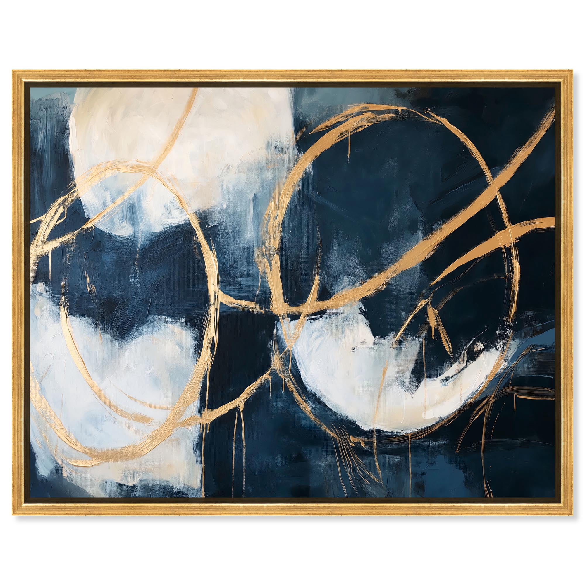 Gold Loops Canvas Luxury Abstract Art by Art Remedy, Gold Frame, 36 x ...