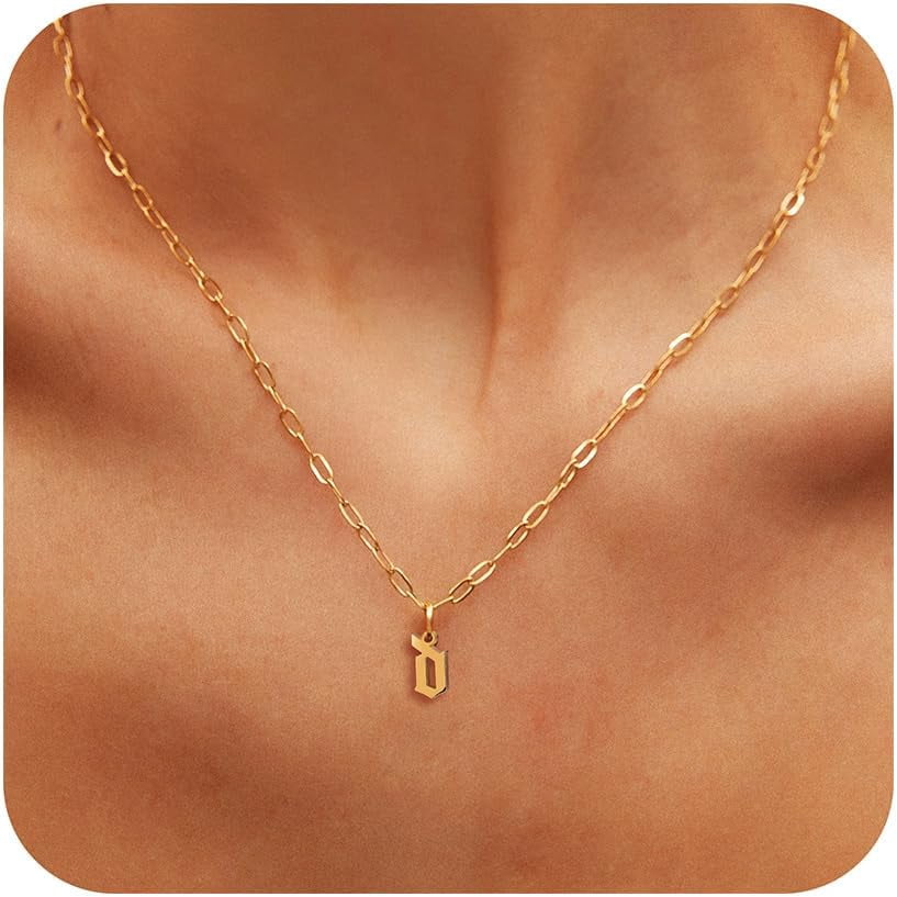 Gold Lowercase Initial Necklace for Women - Gold Jewelry with Paper ...