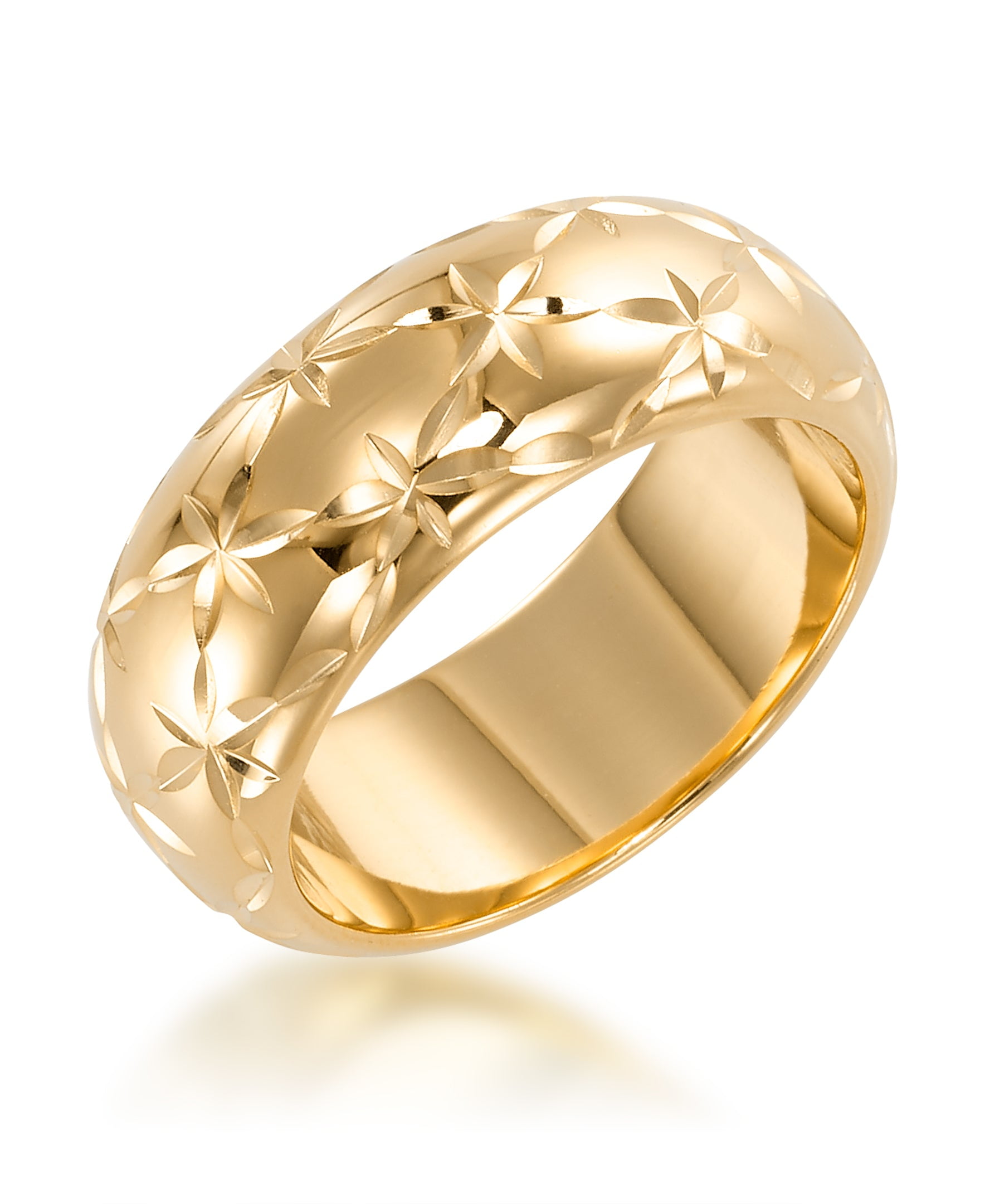 Gold Luxe® 14K Gold Bold Sarkle Diamond Cut Domed Band Ring Dent ...