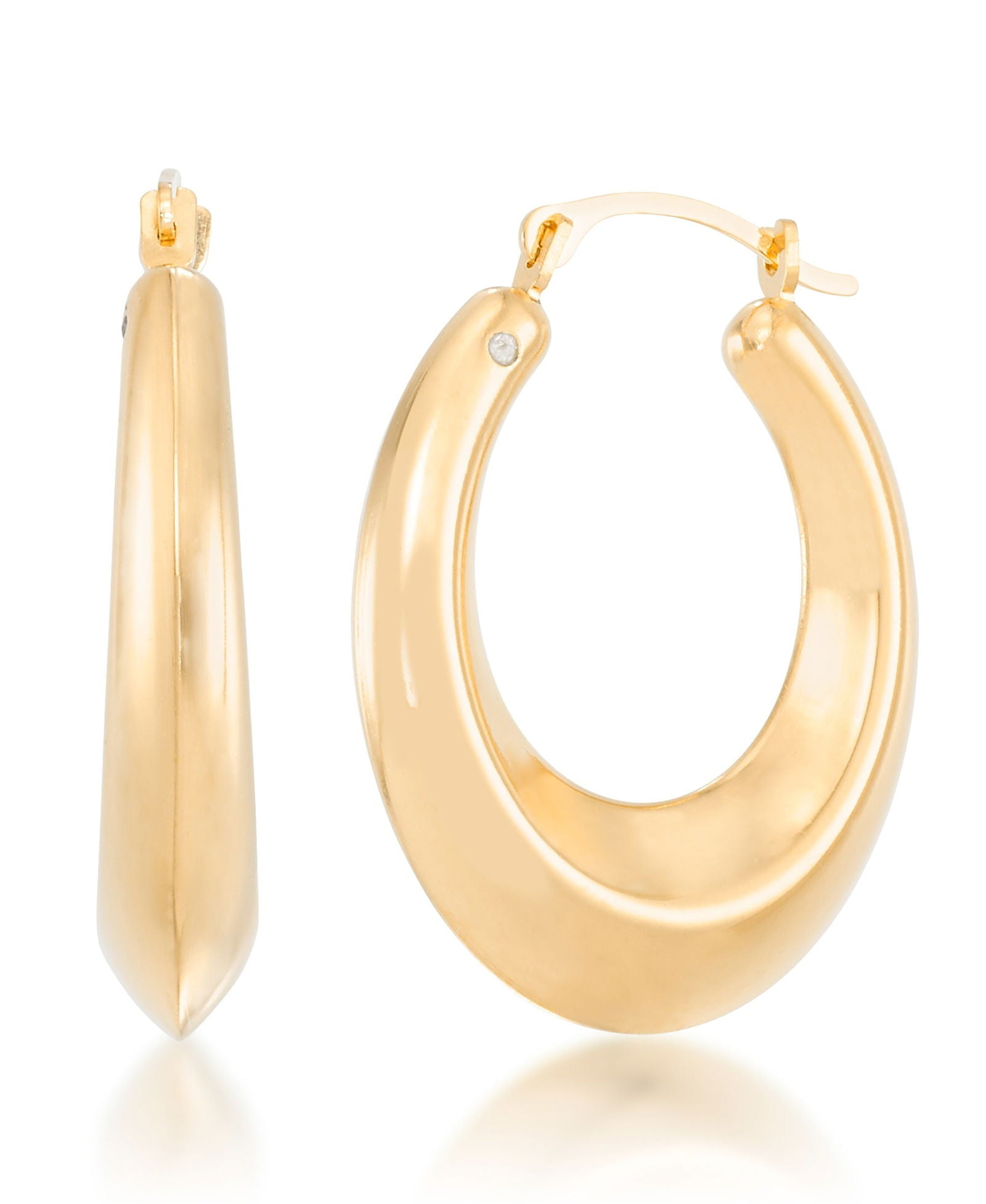 Gold Luxe® 14K Gold Graduated Oval Hoop earrings. Dent Resistant ...