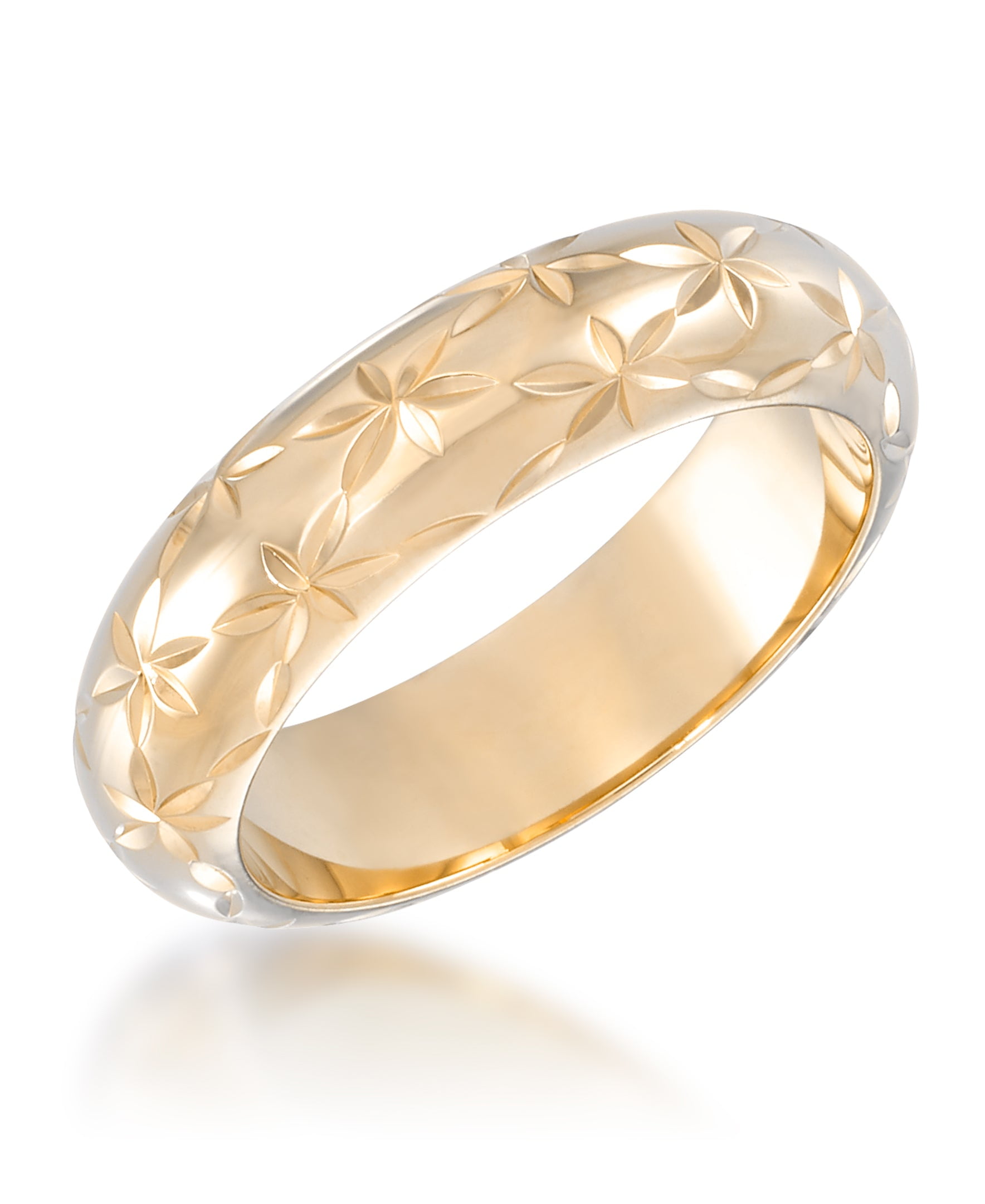 Gold Luxe® 14K Gold Sparkle Diamond Cut Domed Band Ring Dent Resistant ...