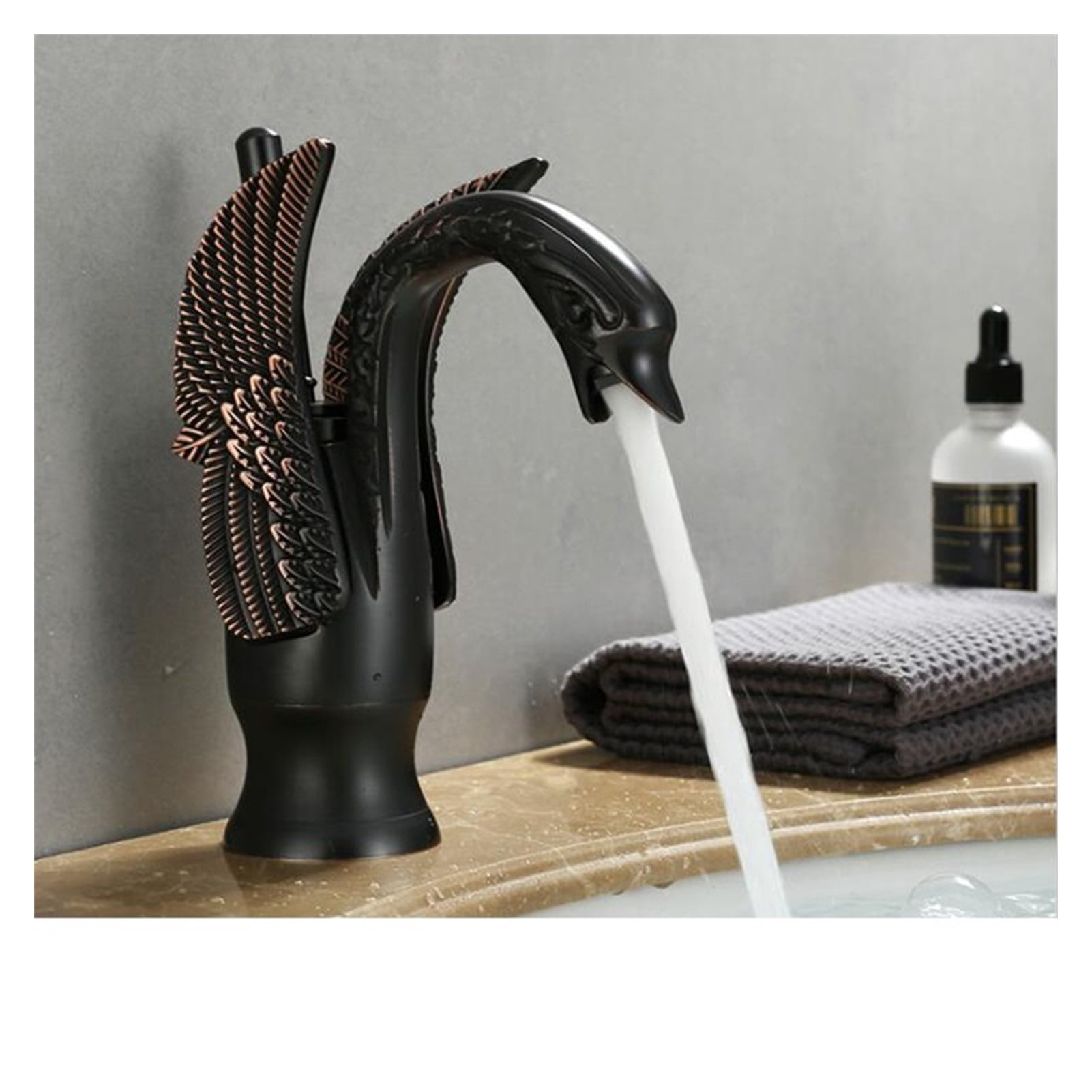 Gold Luxury Bathroom Sink Faucet Vintage Copper Swan Style Personality ...